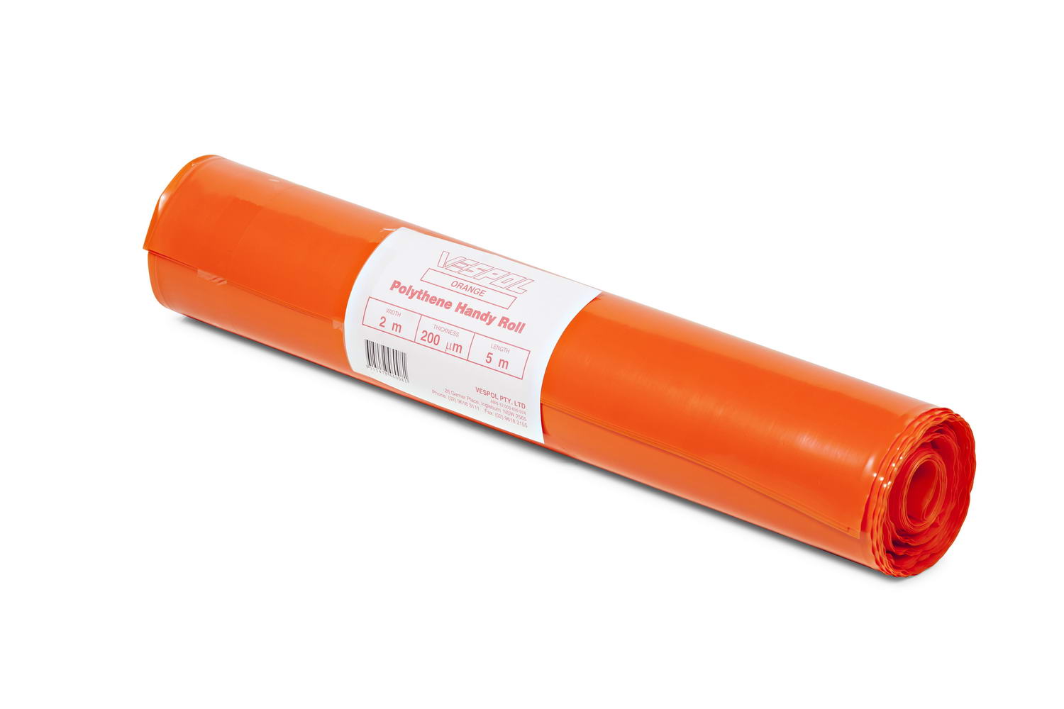 Vespol 200um Orange Builders Polythene Plastic Film 2m x 5m Roll