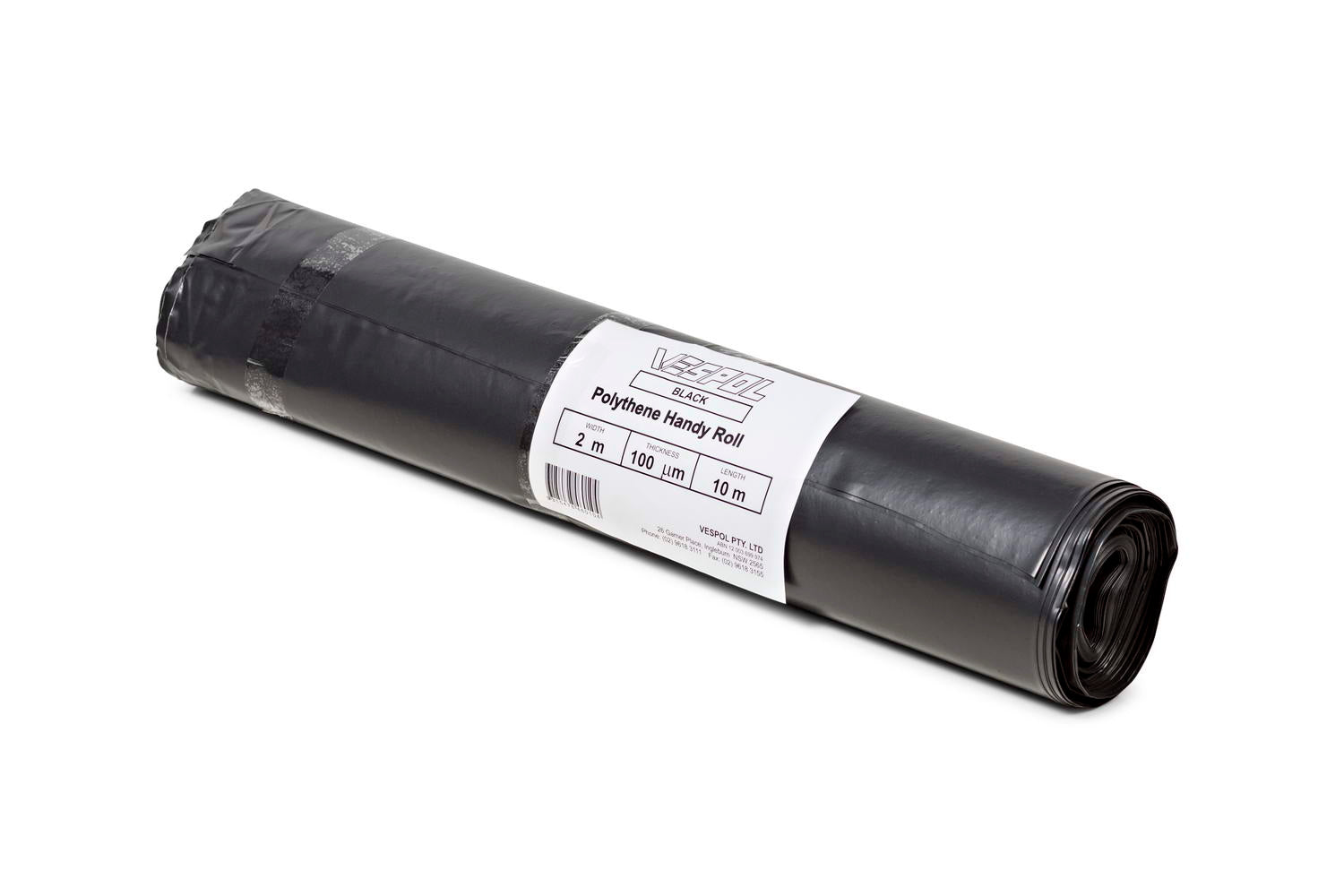 Vespol 100um Black Builders Polythene Plastic Film 2m x 5m Roll