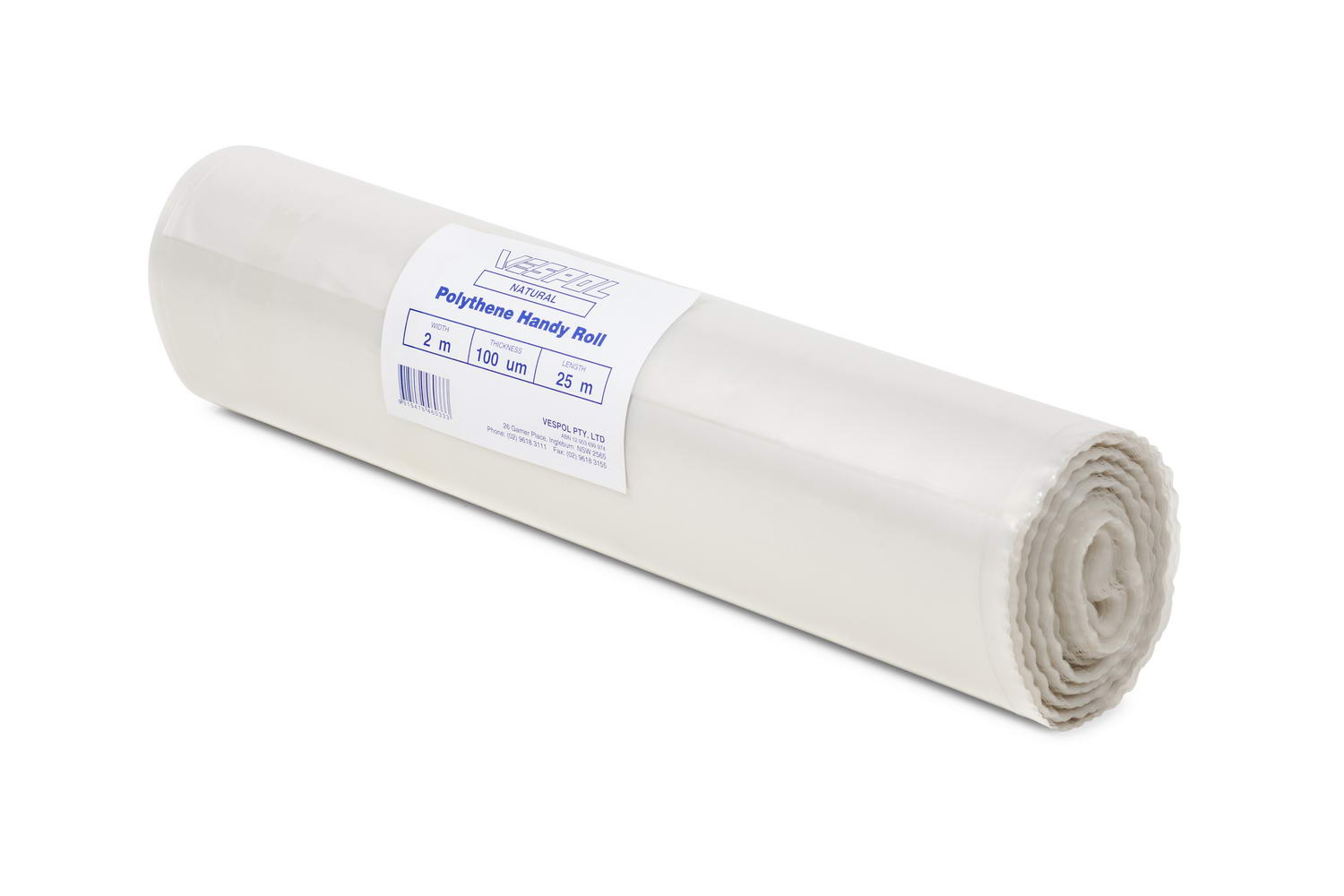 Vespol 100um Clear Builders Polythene Plastic Film 2m x 5m Roll